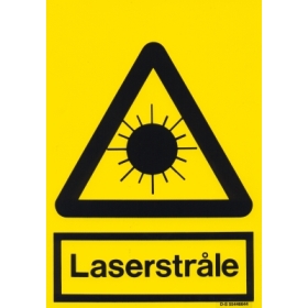 Laserstråler, advarselsskilt, reflekterende aluminium 297 x 210 mm | D